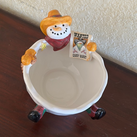Figi | Holiday | Nib Cowboy Snowman Candy Bandit Dish | Poshmark